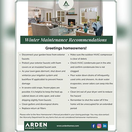 Winter Maintenance Recommendations - Arden Homes